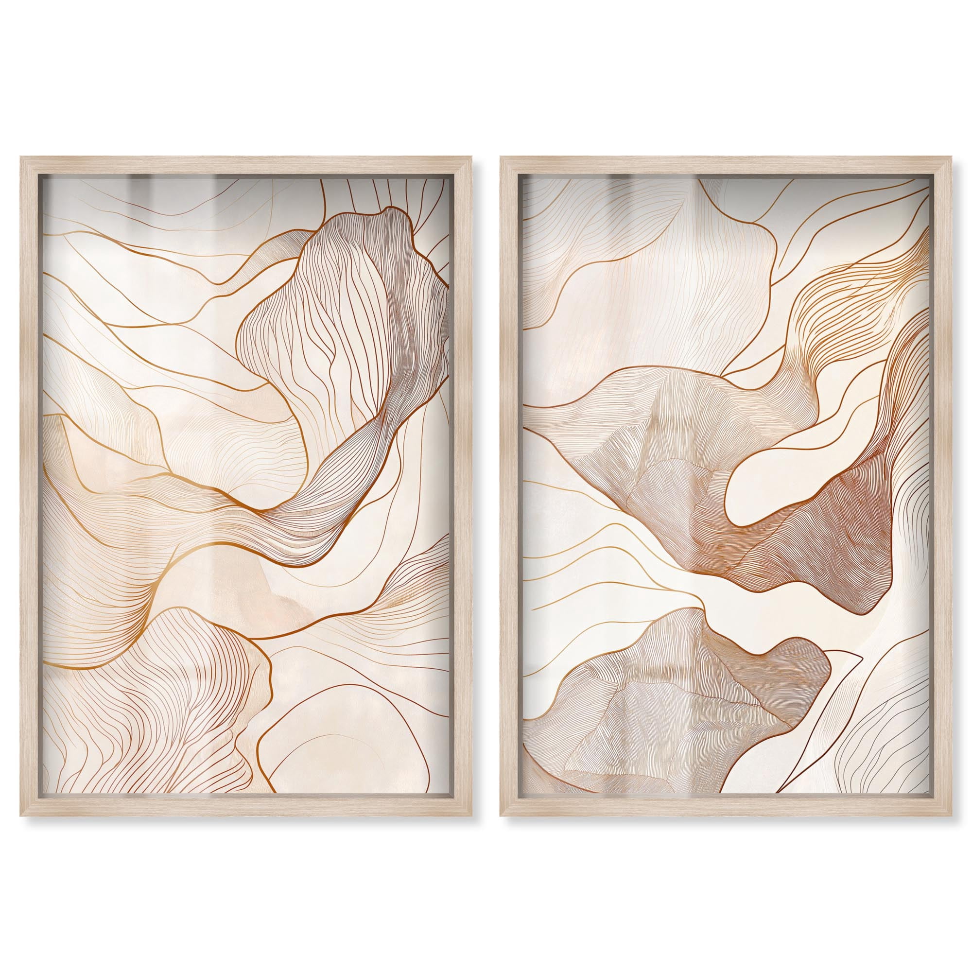 Contoured Reverie Set Shadowbox Print Gold Boho Wall Decor Set by Art ...