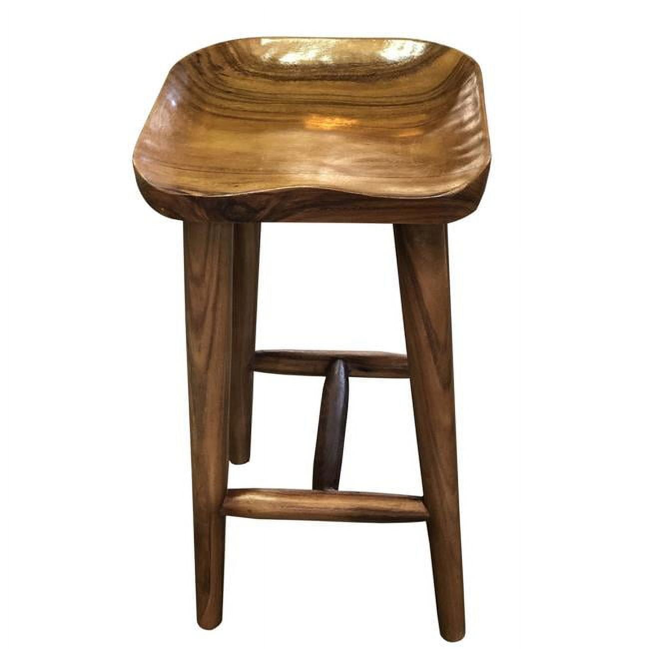 Contoured Seat Suar Wood Bar Stool, Chocolate Brown - Walmart.com