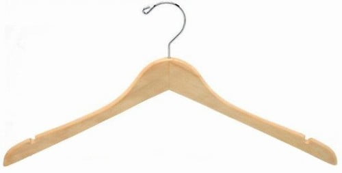 Contoured Wooden Coat Hanger (Natural/Chrome) - Walmart.com