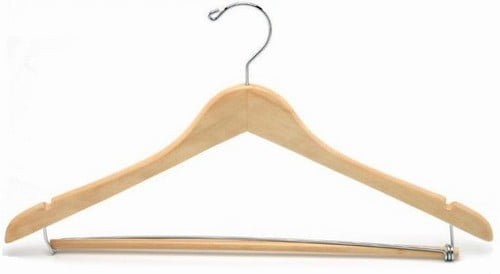 Contoured Wooden Suit Hanger w/Locking Bar (Natural) - Walmart.com