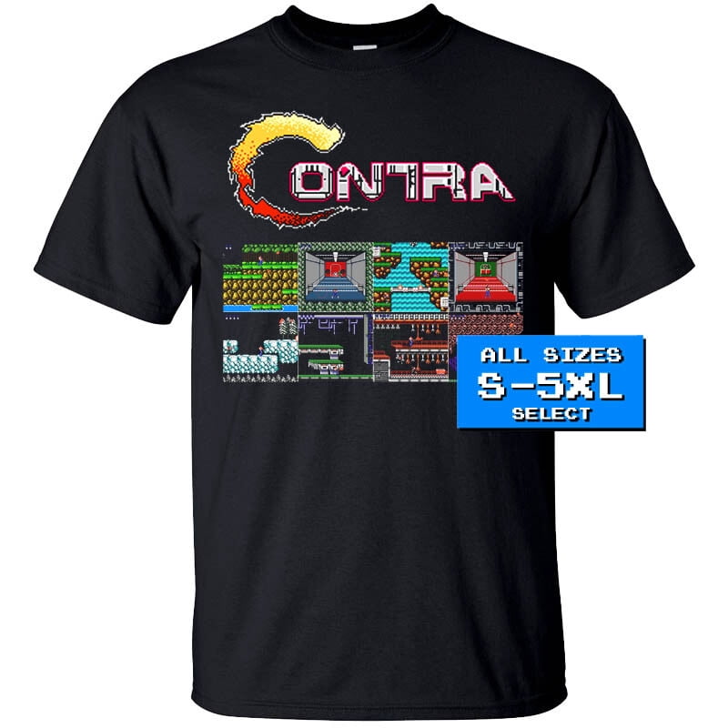 Contra Gryzor Japan NES game all stages screen T Shirt BLACK all sizes ...