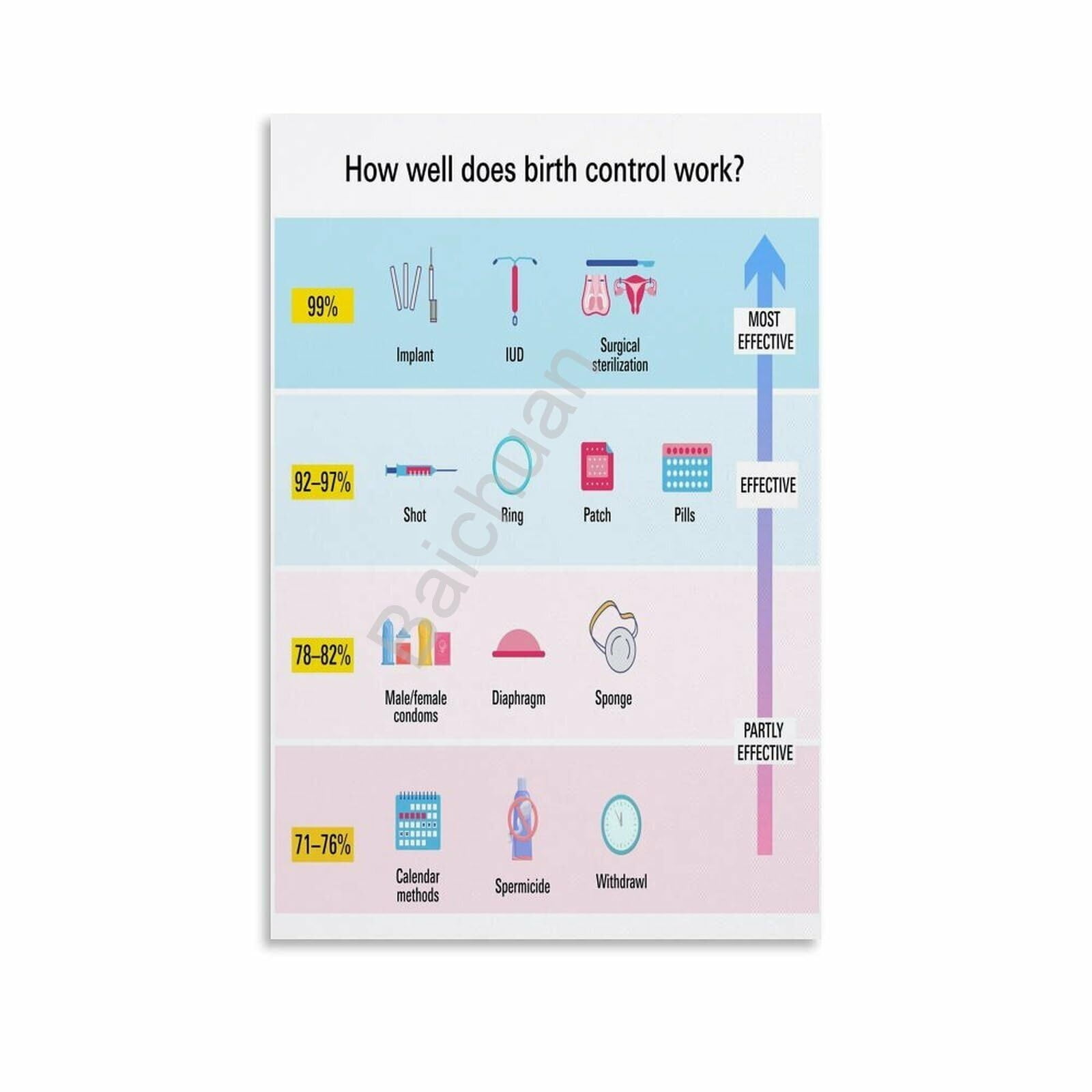 Contraception Birth Control Infographic Poster (2) Canvas Painting ...
