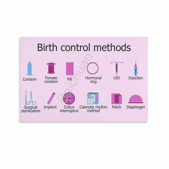 Contraception Birth Control Infographic Poster (4) Canvas Painting Wall ...