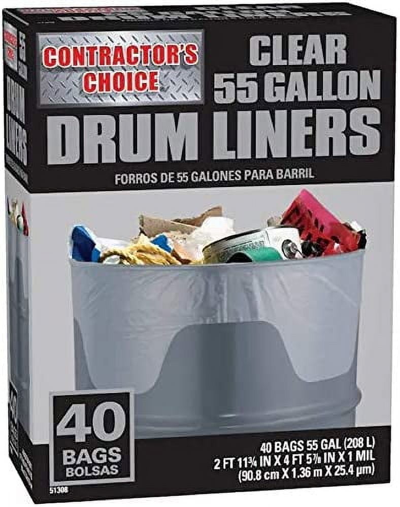 Contractor 40-Pack 55-Gallon Clear Plastic Construction Trash Bag ...