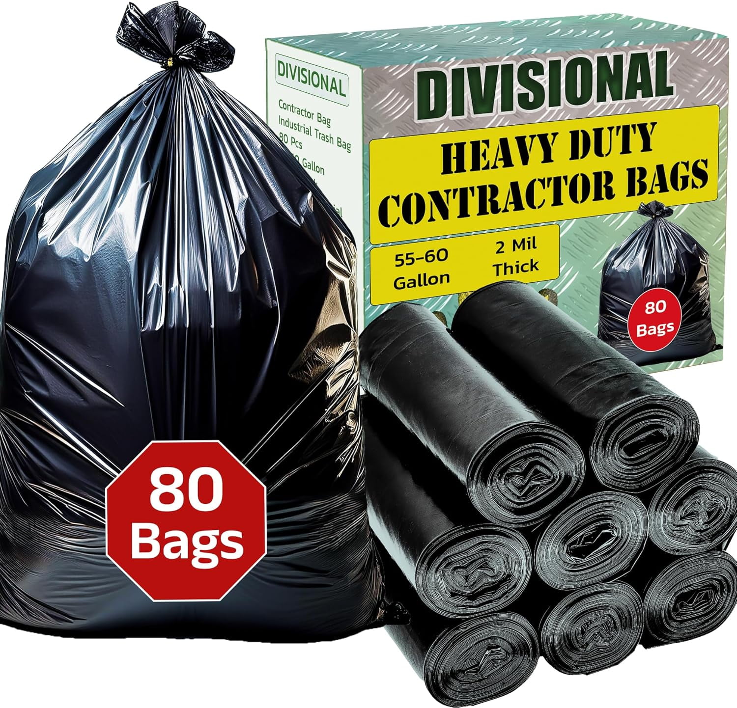Contractor Bags Heavy Duty 55 Gallon | 80-Pack | 2 Mil | Heavy Duty ...