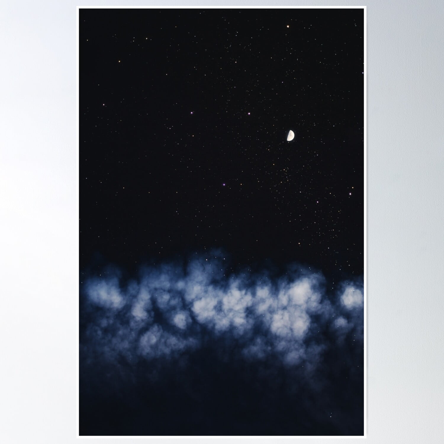 Contrail Moon On A Night Sky Poster Wall Art, Modern Wall Decor, 8x12 ...