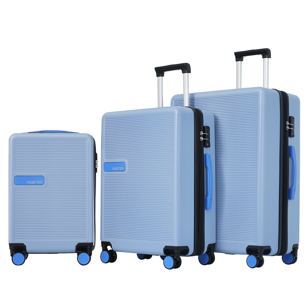 Contrast Color 3 Pieces Travel Luggage Set, Lightweight Hardside ...