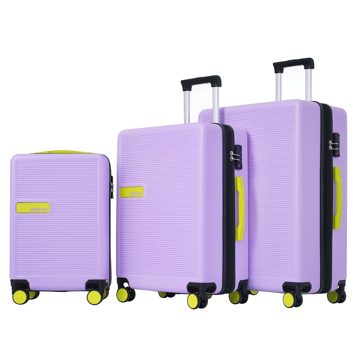 Contrast Color 3 Pieces Travel Luggage Set, Lightweight Hardside ...