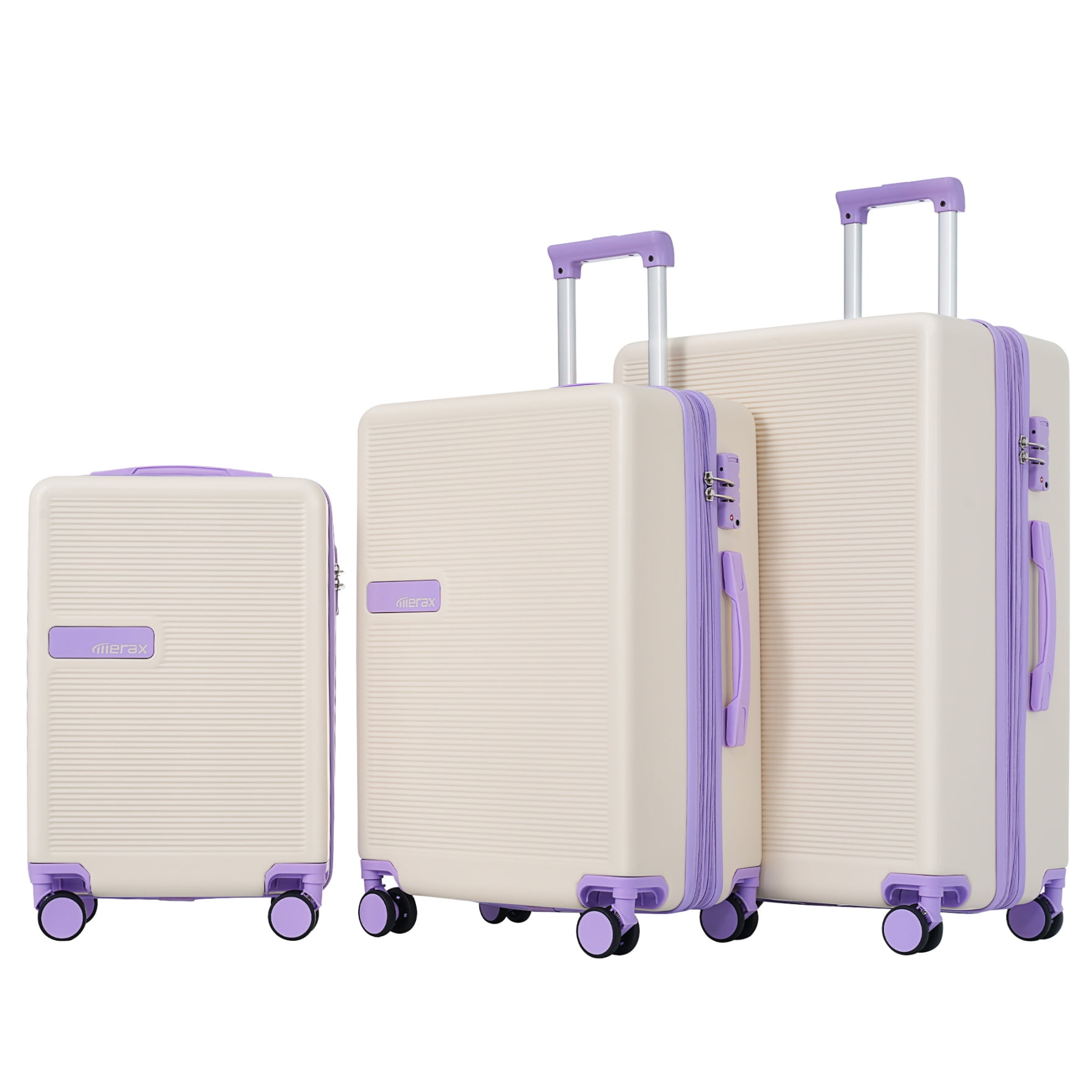 Contrast Color 3 Pieces Travel Luggage Set, Lightweight Hardside ...