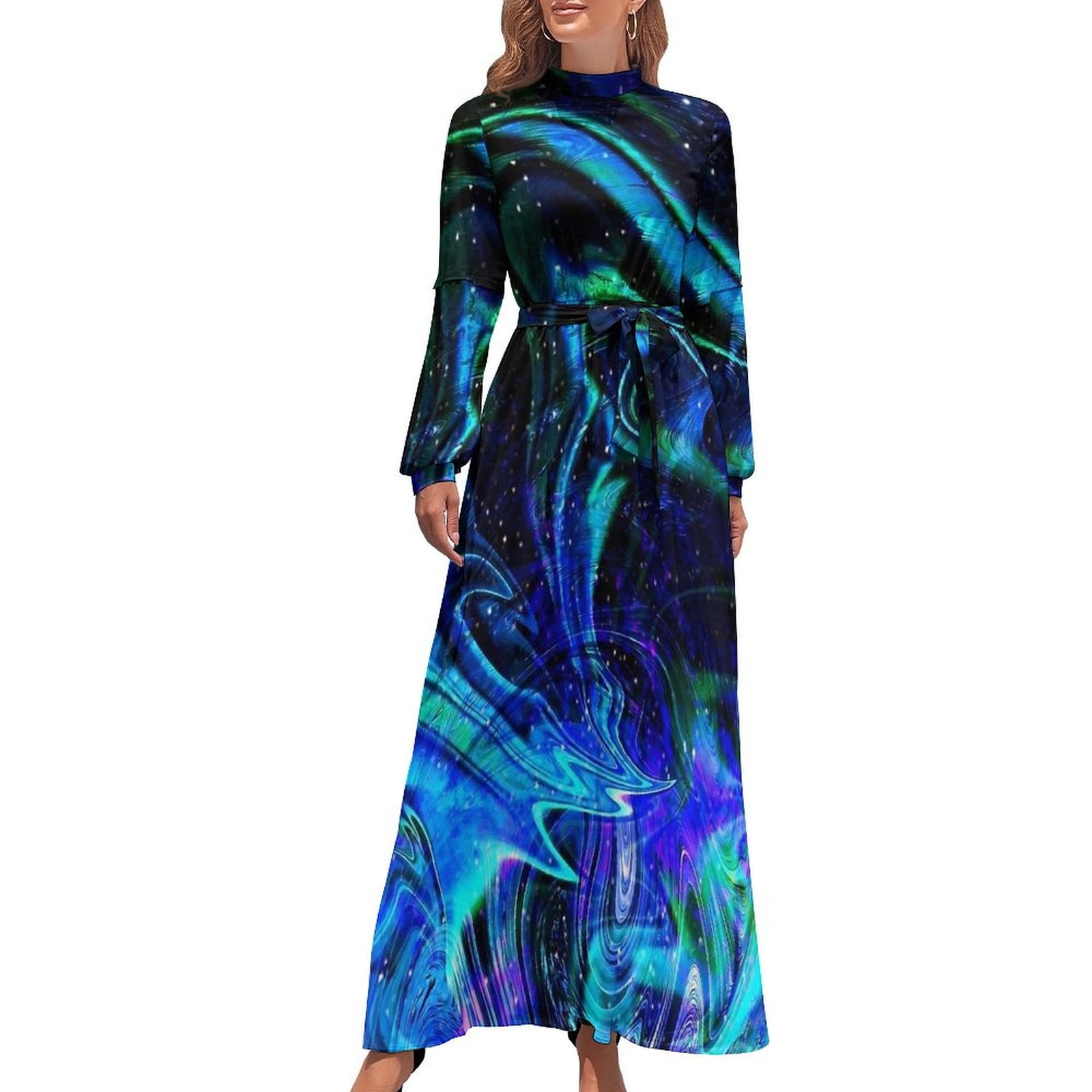 Contrast Color Dress Colorful Psychedelic Kawaii Design Maxi Dress High ...