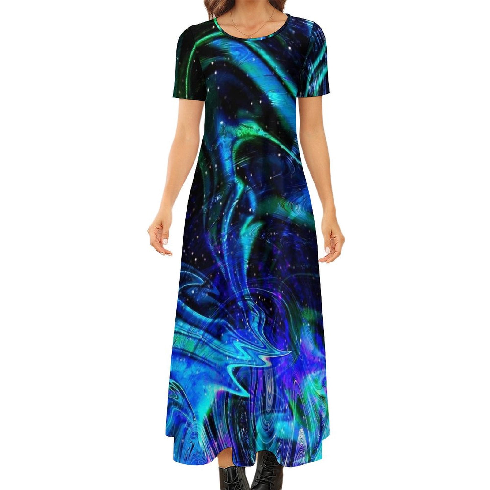 Contrast Color Dress Ethnic Geometric Triangles Retro Maxi Dress Short ...