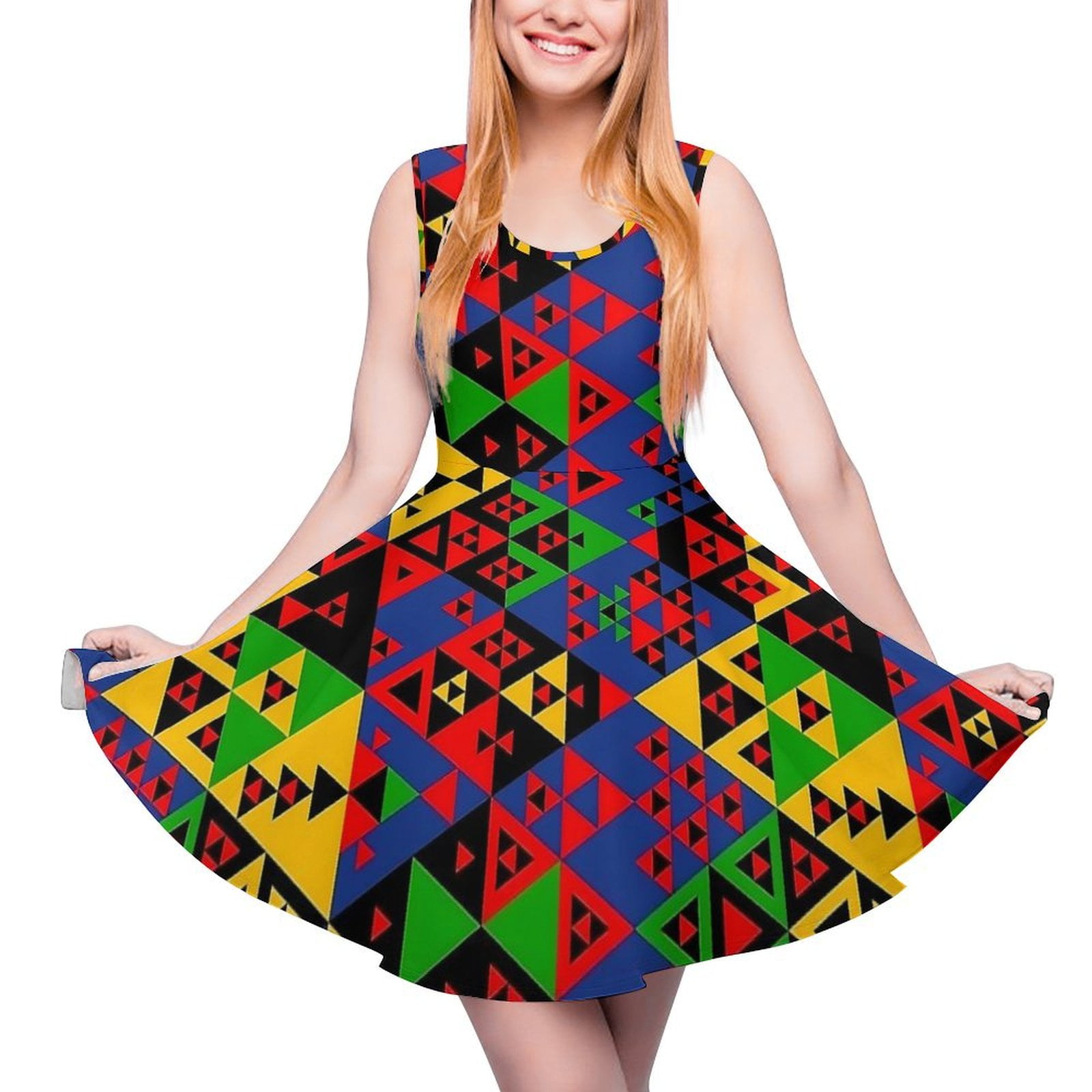 Contrast Color Dress Watercolor Painting Pretty Dresses High Waist ...