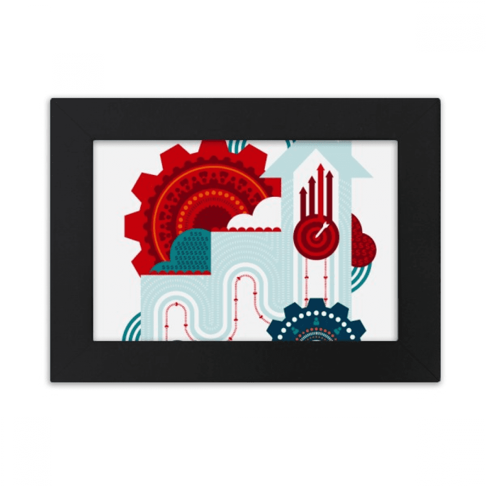 Contrast-Colour Gear Clock House Illustration Desktop Photo Frame ...