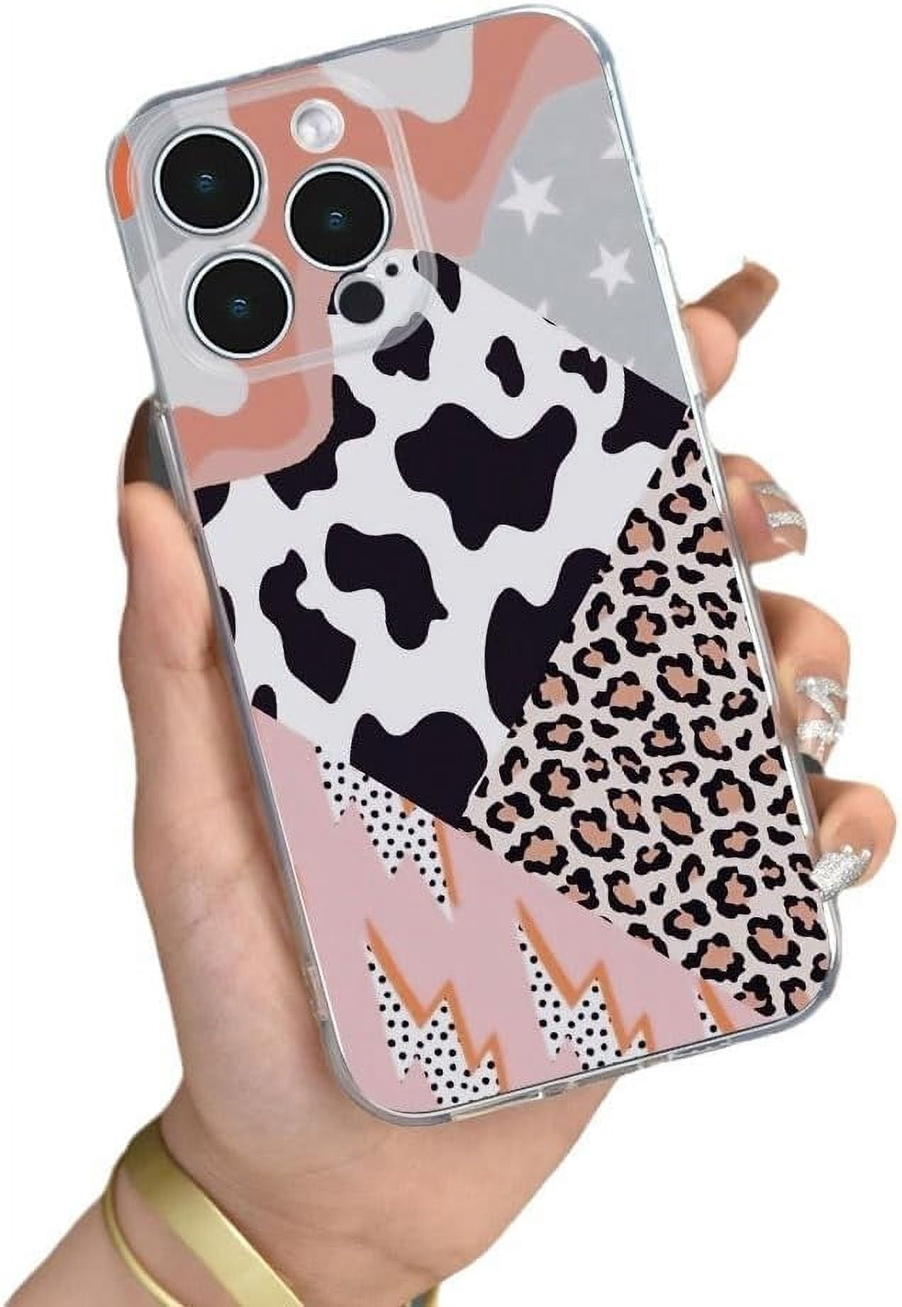 Contrast Cow Leopard Print Glossy Clear Soft for iPhone Case (Clear ...