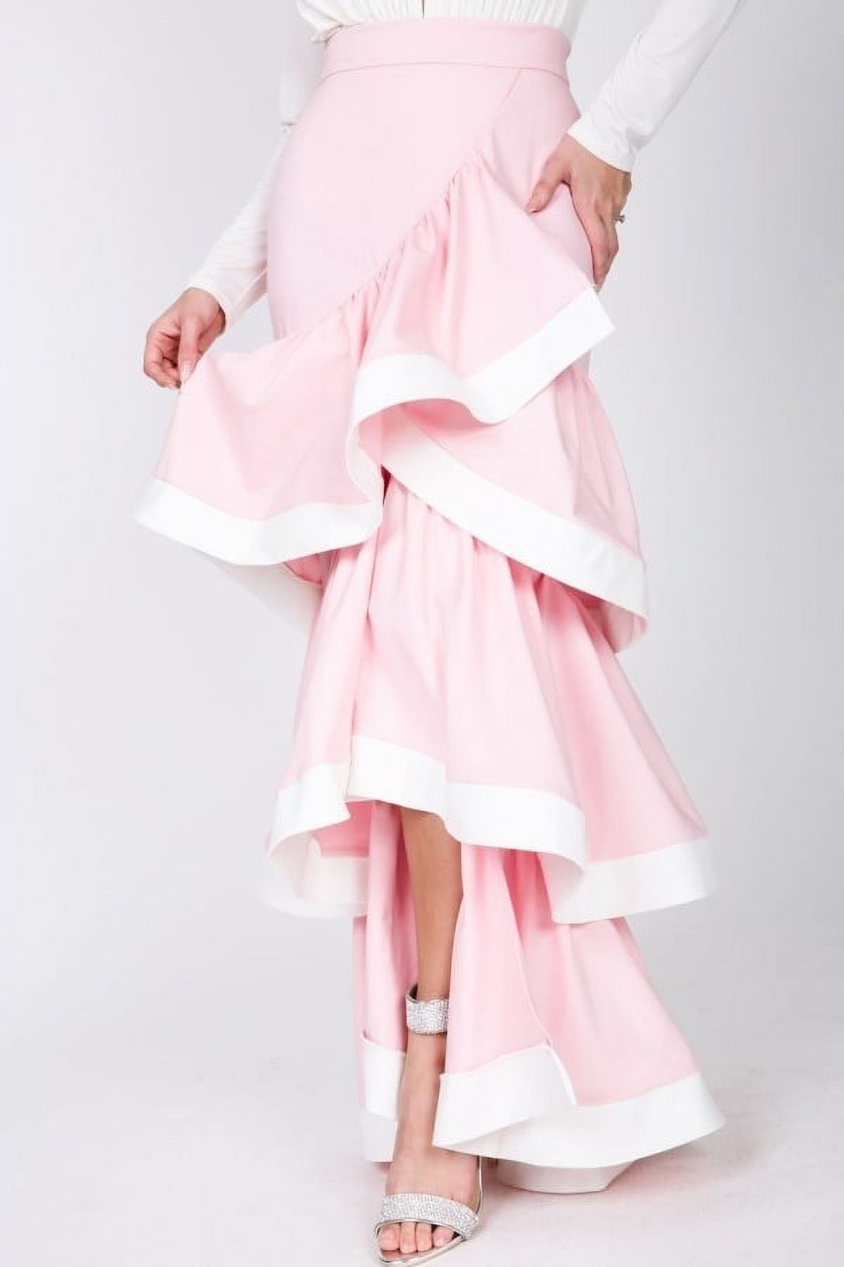 Contrast Hem Ruffle Layer Maxi Skirt - Walmart.com