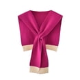 Contrast Hem Y2K Shawl Wrap,Simple Hem Design, Adjustable Knot ...