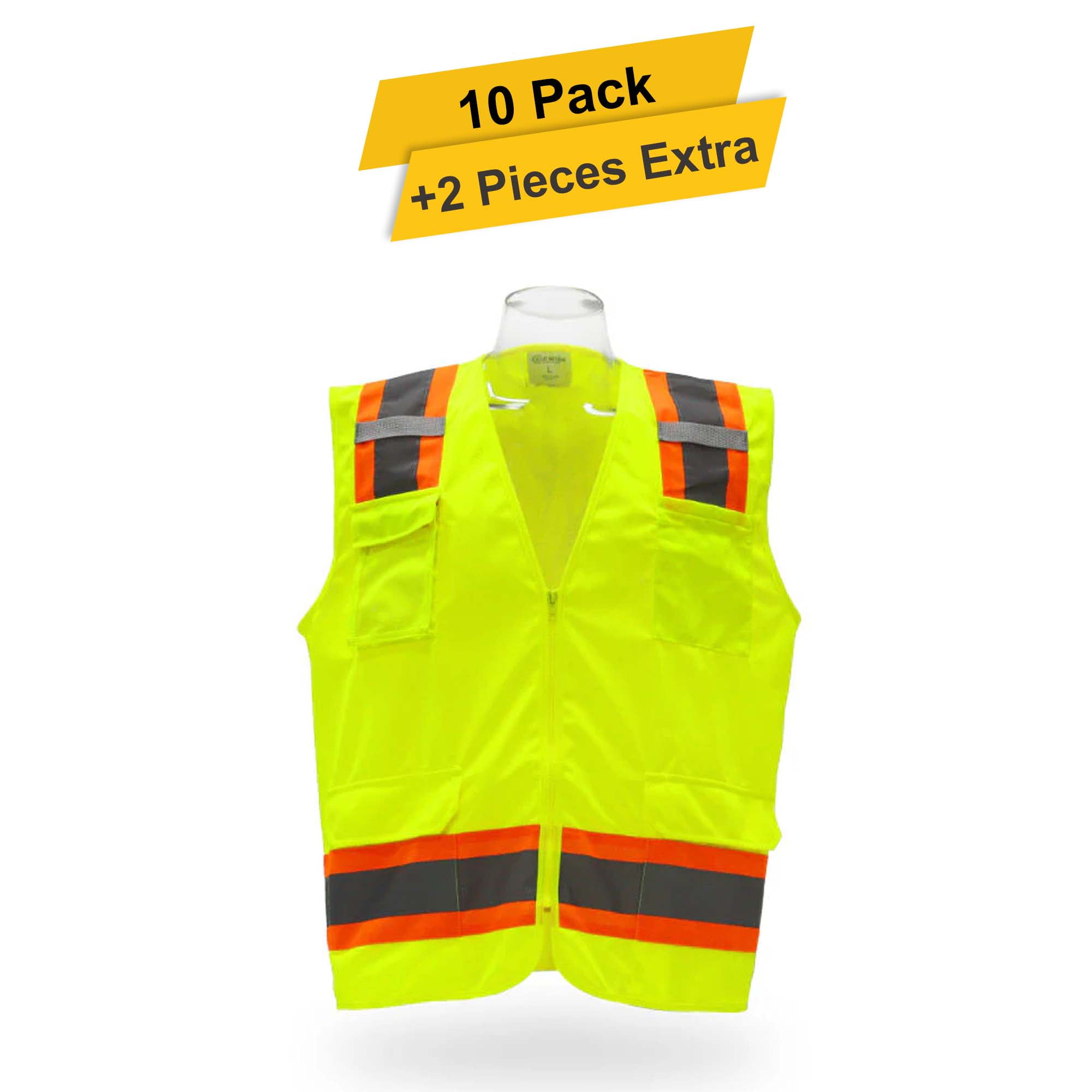 Contrast High Visibility Safety Vest (Safety Green - L) - 10 pack - 100 ...