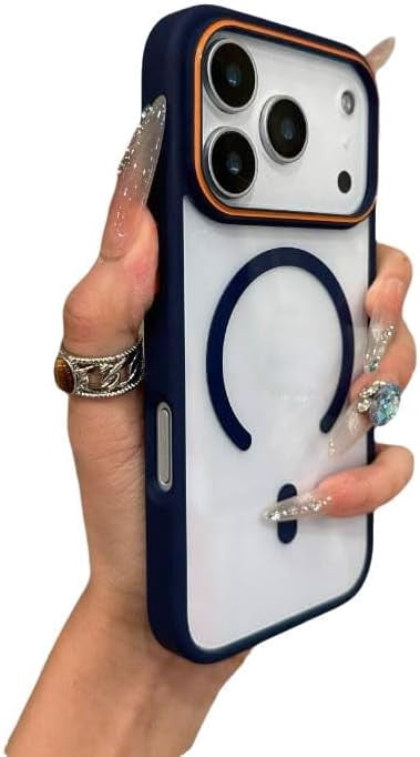 Contrast Orange Color Camera Frame Clear Magnetic Phone Case for iPhone ...