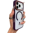 Contrast Orange Color Camera Frame Clear Magnetic Phone Case for iPhone ...