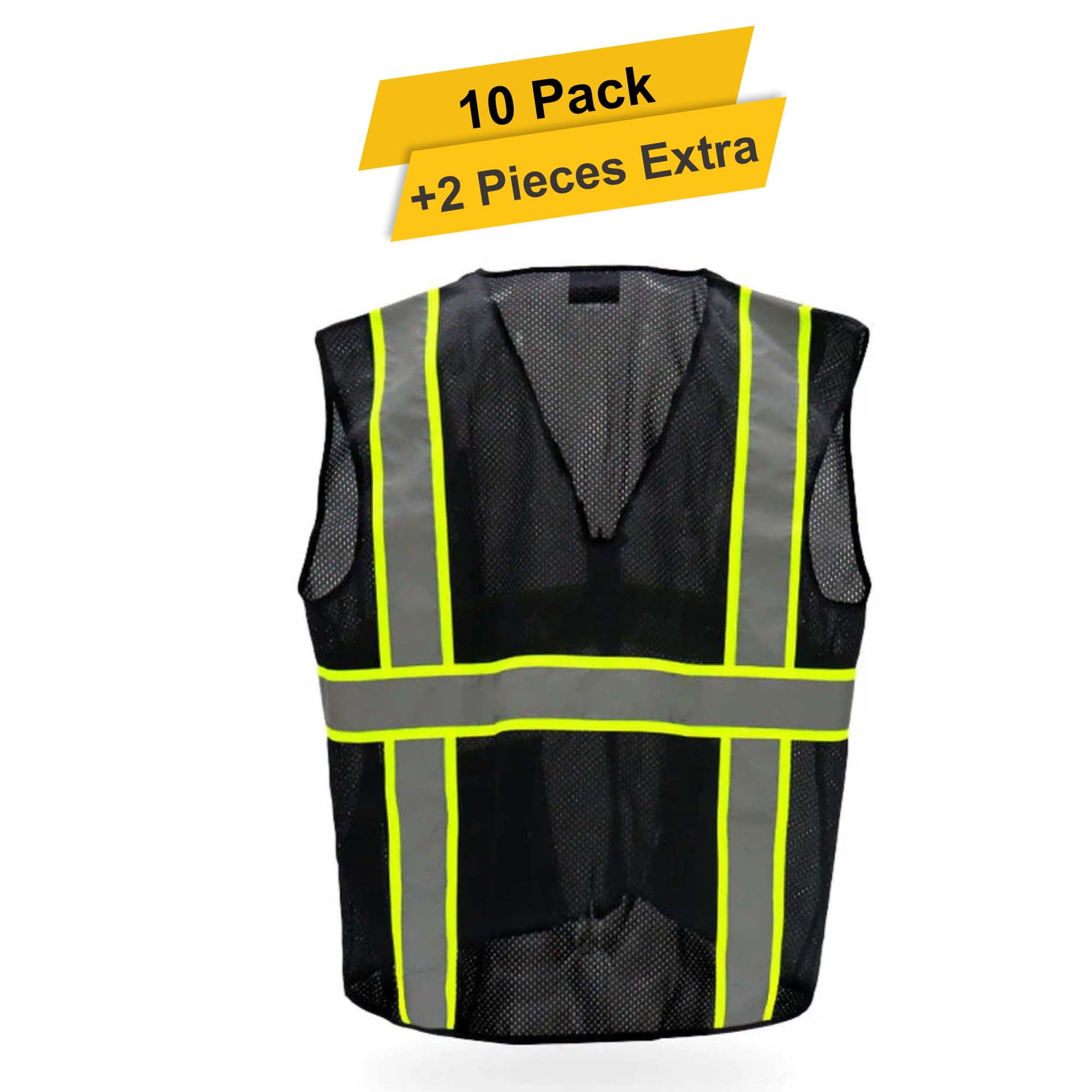 Contrast Safety Vest (Black - M) - 10-Pack - 100% Polyester - Walmart.com