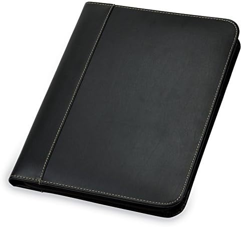 Contrast Stitch Leather Zippered Portfolio Folder/Business Portfolio ...