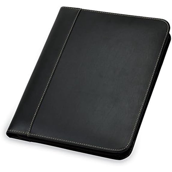 Contrast Stitch Leather Zippered Portfolio Folder/Business Portfolio ...