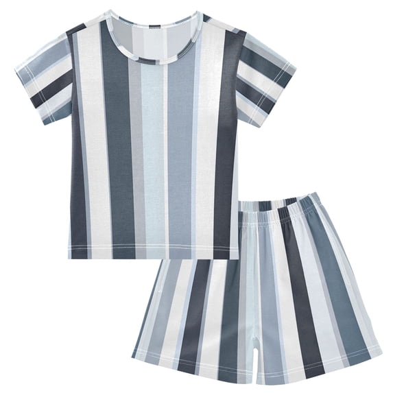 Contrast Striped Pattern Summer Pajama Set Soft Cotton Short Sleeve ...