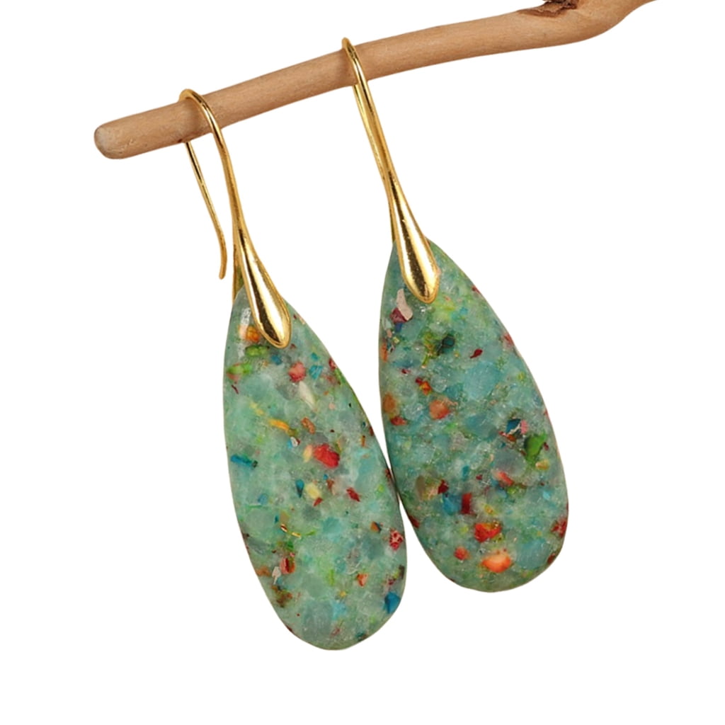 Contrast Teardrop Stone Earrings Lightweight Copper Alloy Sophisticated ...