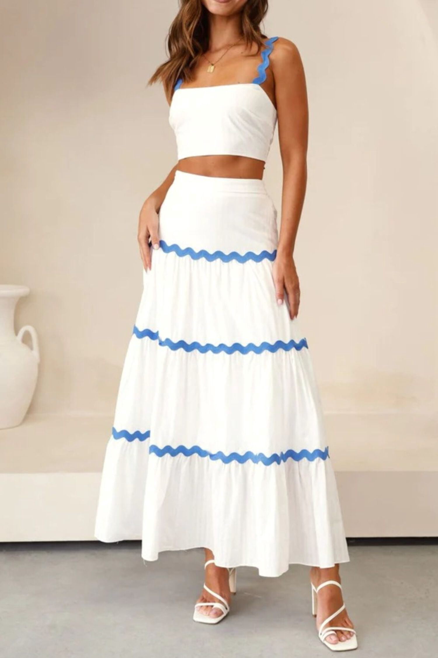 Contrast Trim Cami and Maxi Skirt Set - Walmart.com