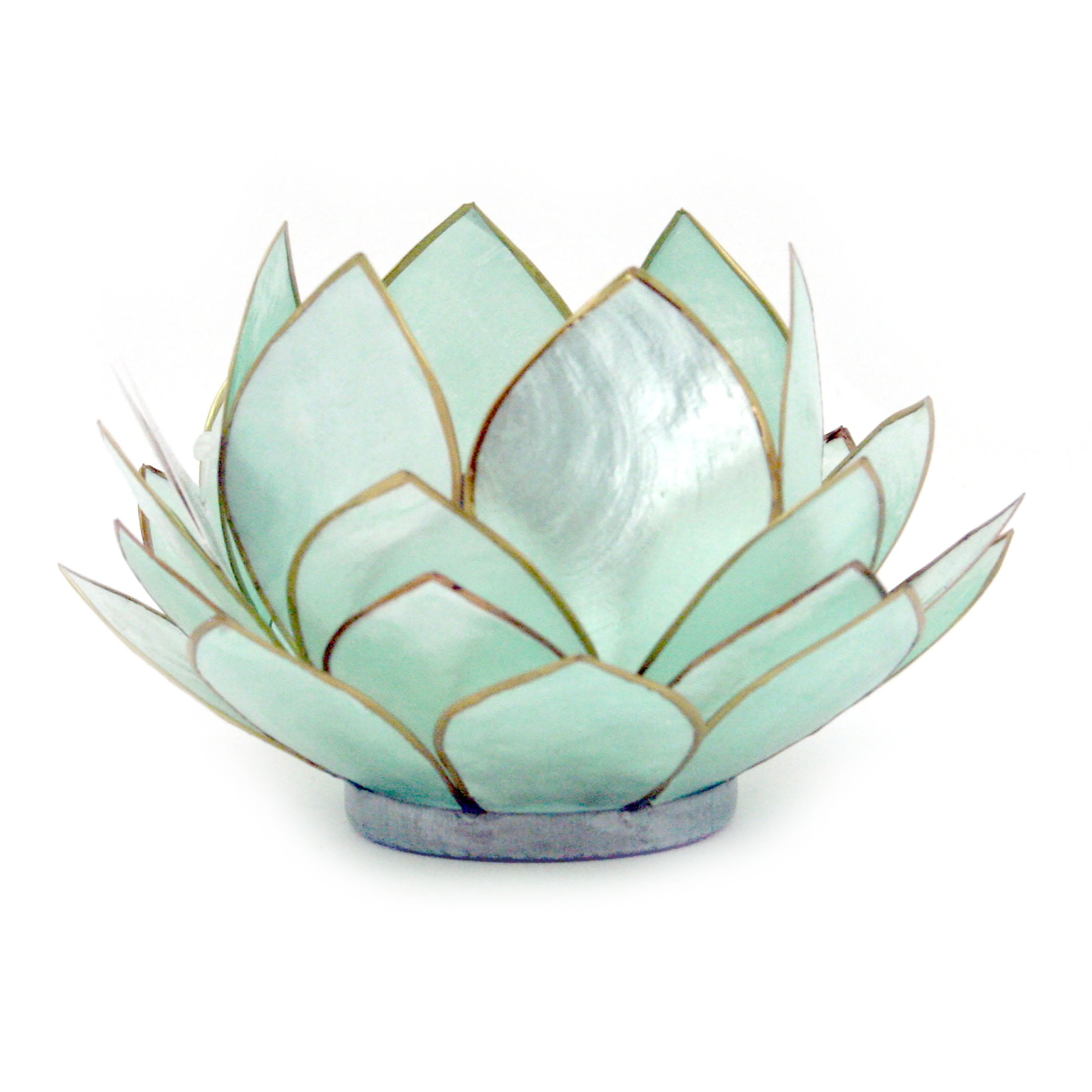 Capiz Shell Lotus Flower Tealight Decorative Candle Holder in Turquoise ...