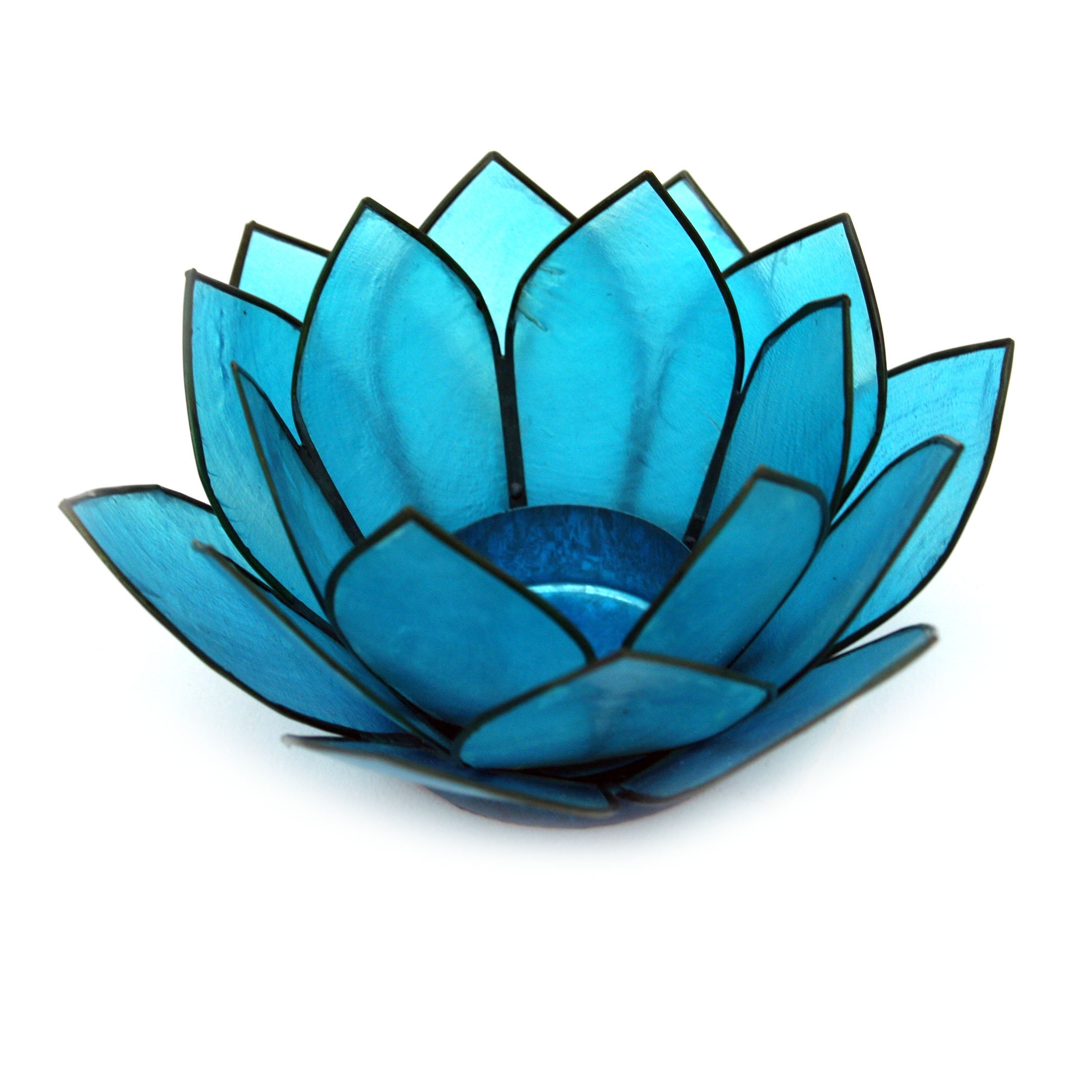 Contrast Turquoise Blue Capiz Shell Lotus Flower Small Tealight Candle ...