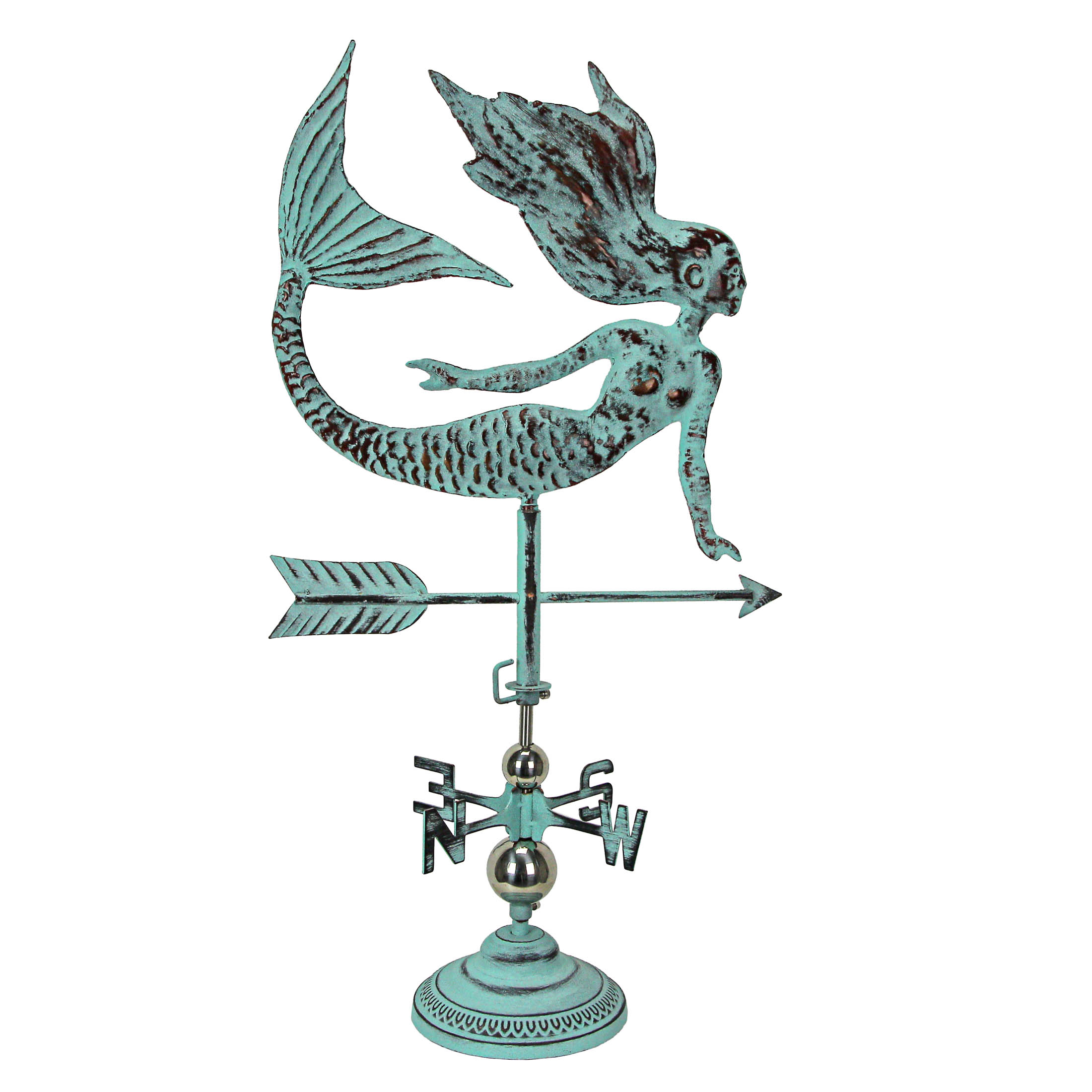 Contrast Verdigris Copper Mermaid Tabletop Weathervane w/ Optional ...