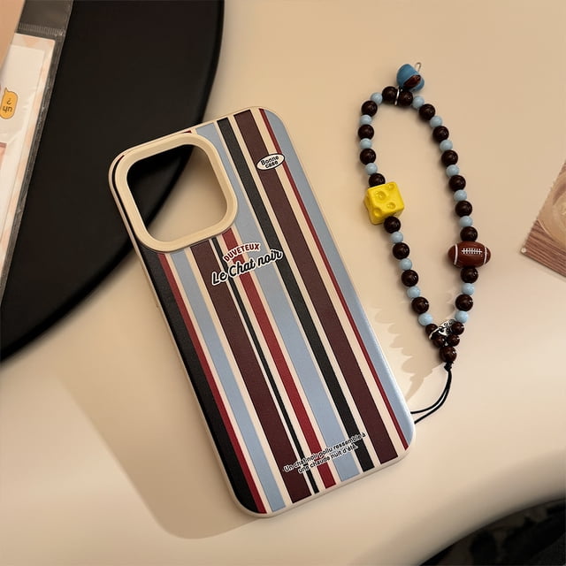 Contrast blue and brown stripes iphone16 mobile phone case apple ...