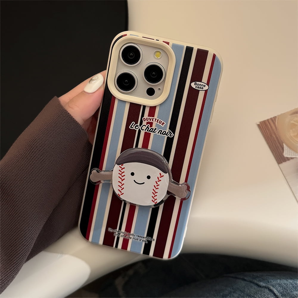 Contrast blue and brown stripes iphone16 mobile phone case apple ...