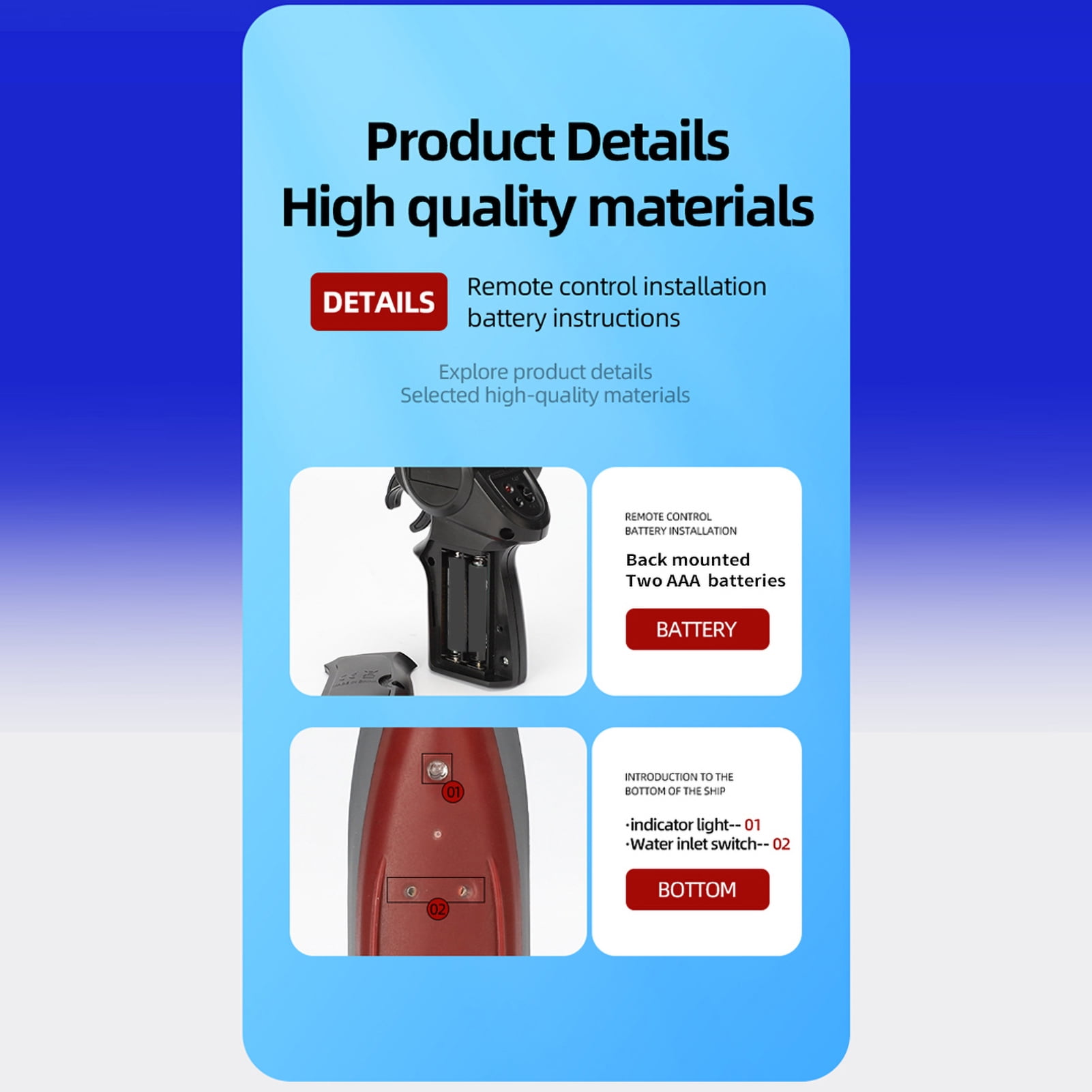 Control 2.4G Remote Control Boat Water Resistant High Speed Simulation ...