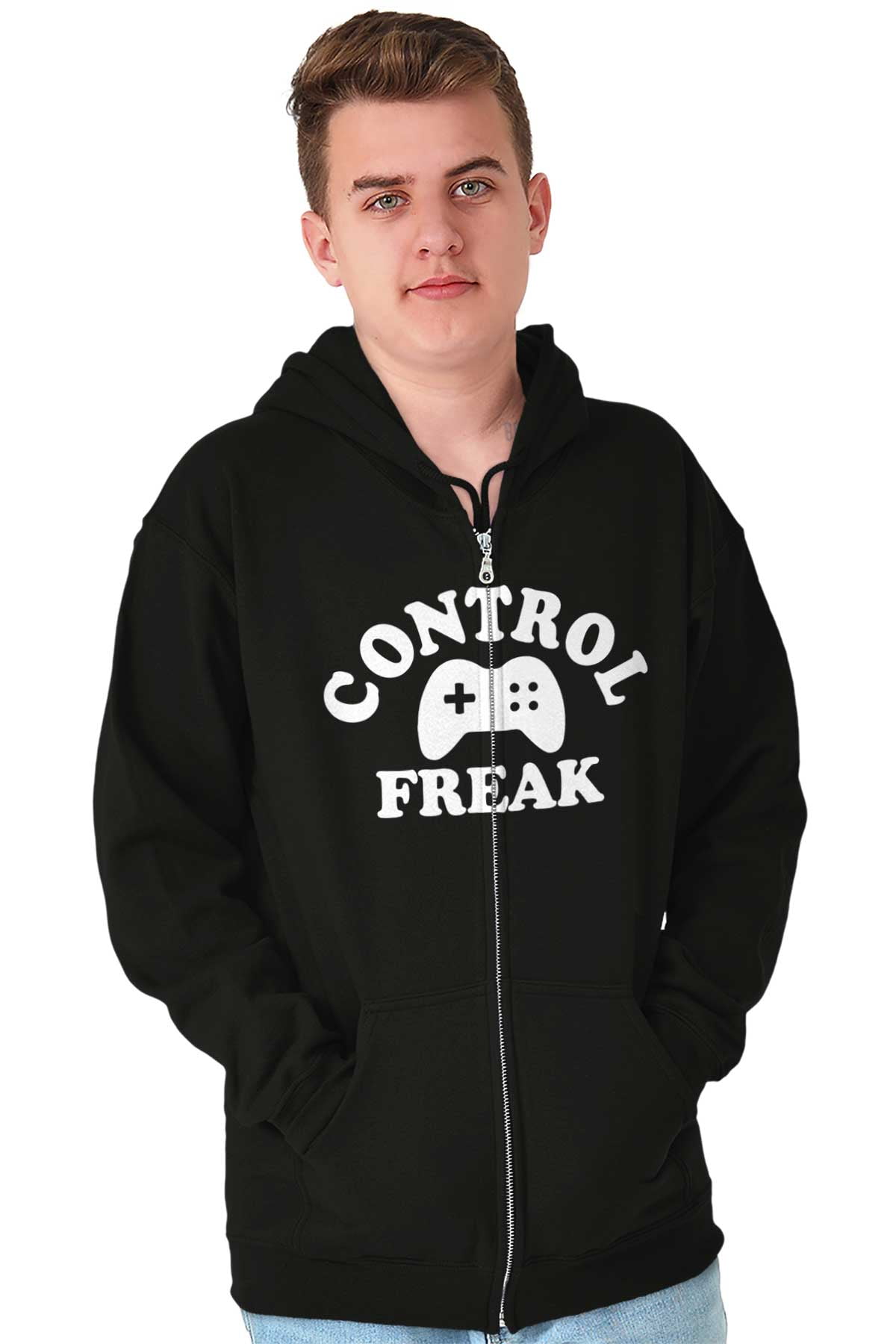 Control Freak Controller Geek Gamer Unisex Plus Size Zip Hoodie Brisco ...