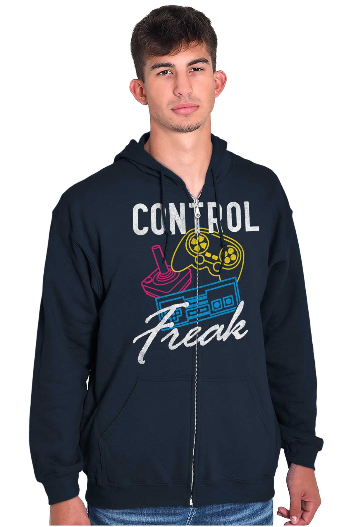 Control Freak Nerd Video Gaming Gamer Unisex Plus Size Zip Hoodie ...
