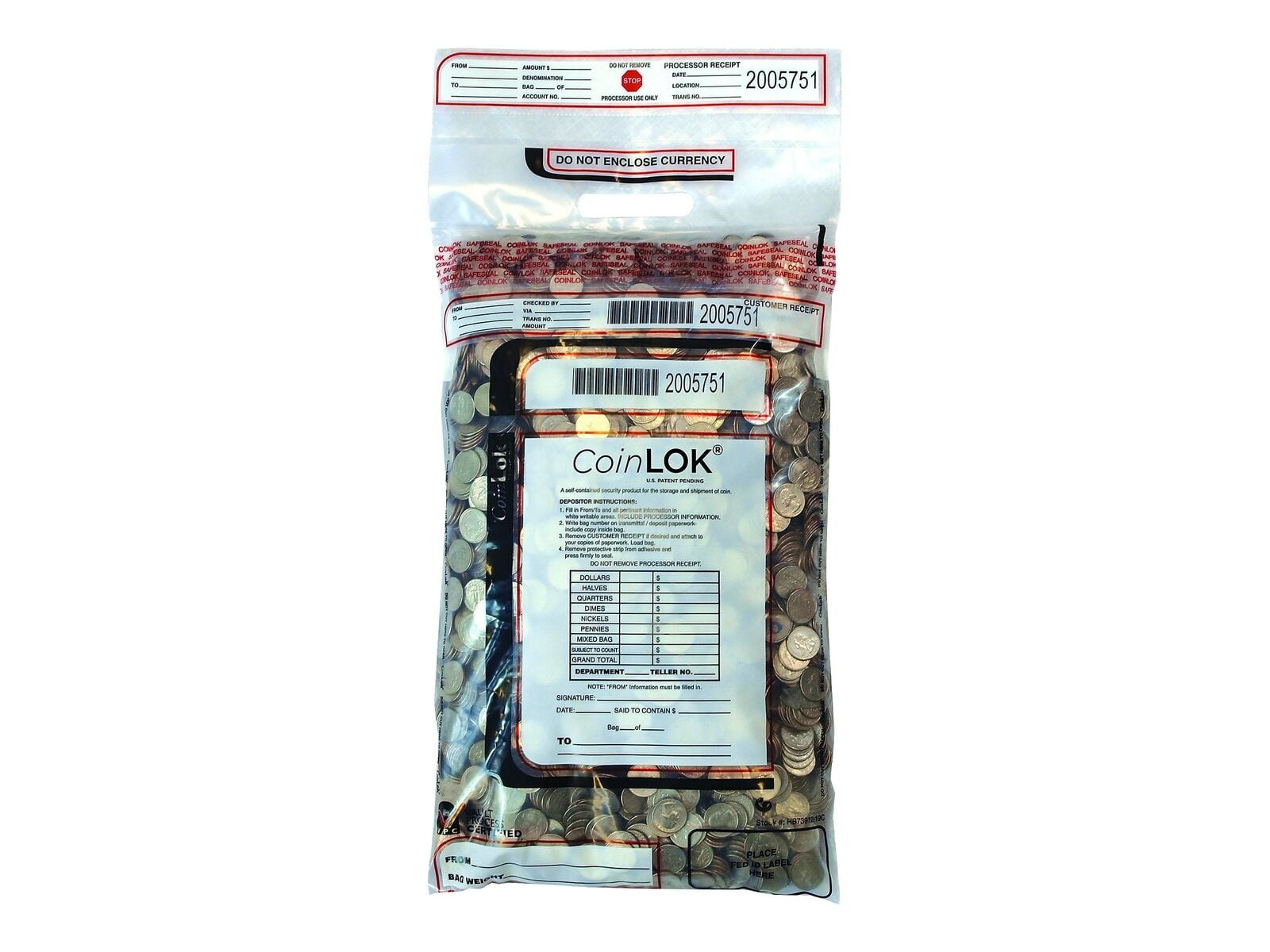 Control Papers CoinLOK Deposit Bags Clear 585100 - Walmart.com