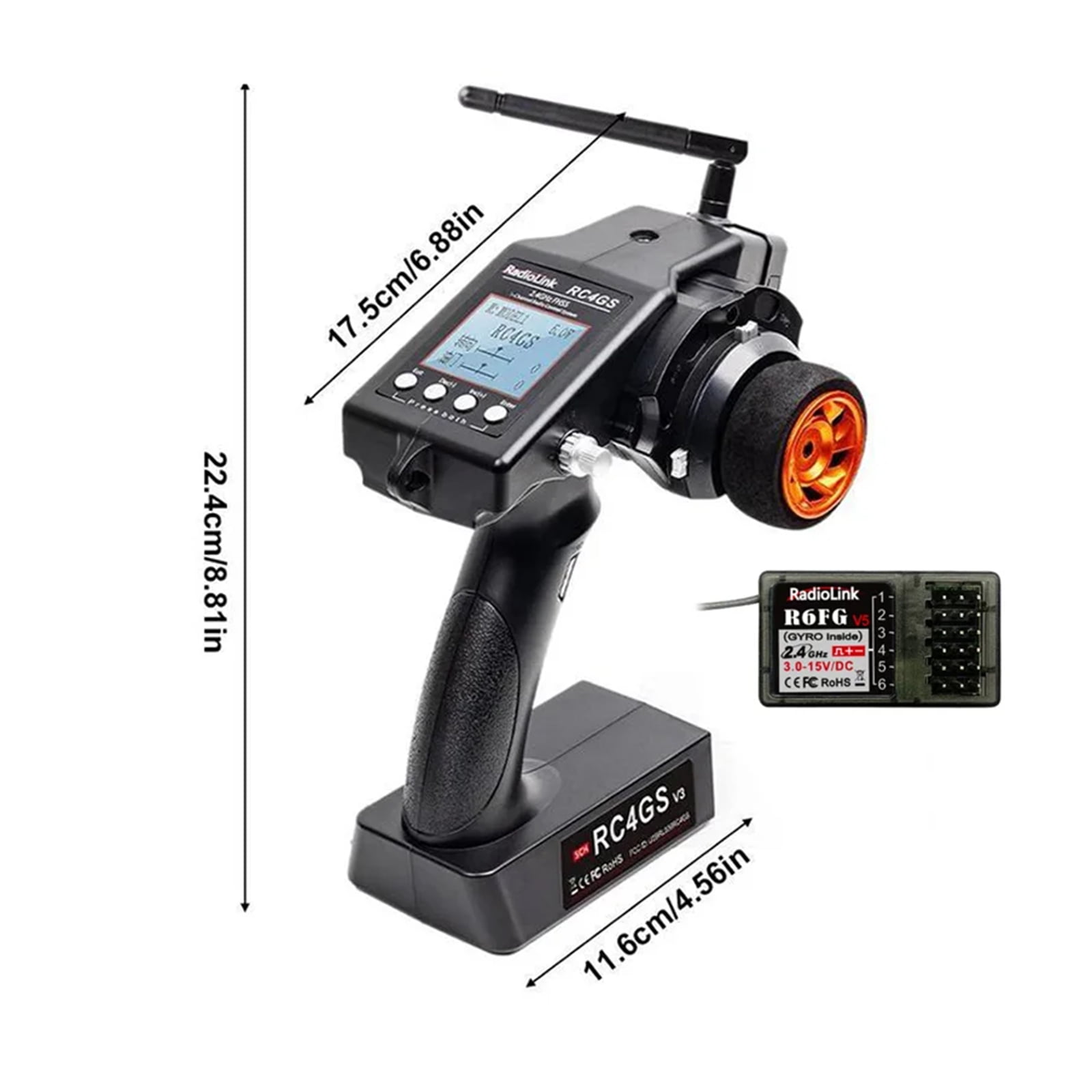 Control RC4GS V3 Remote Control Transmitter With R6FG Gyro Receiver, 2 ...
