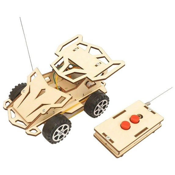 Control Remote Racing Wooden Car Assembled Toy Puzzle Remote Control ...