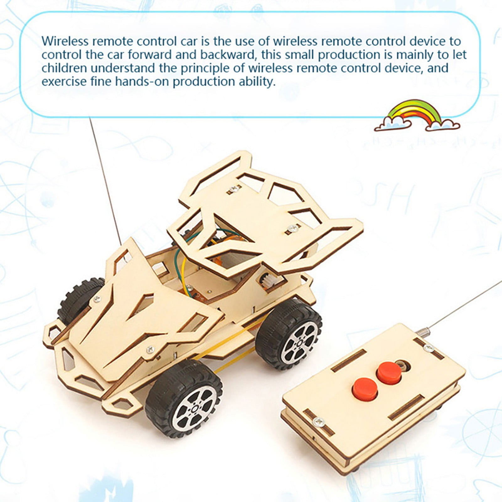 Control Remote Racing Wooden Car Assembled Toy Puzzle Remote Control ...