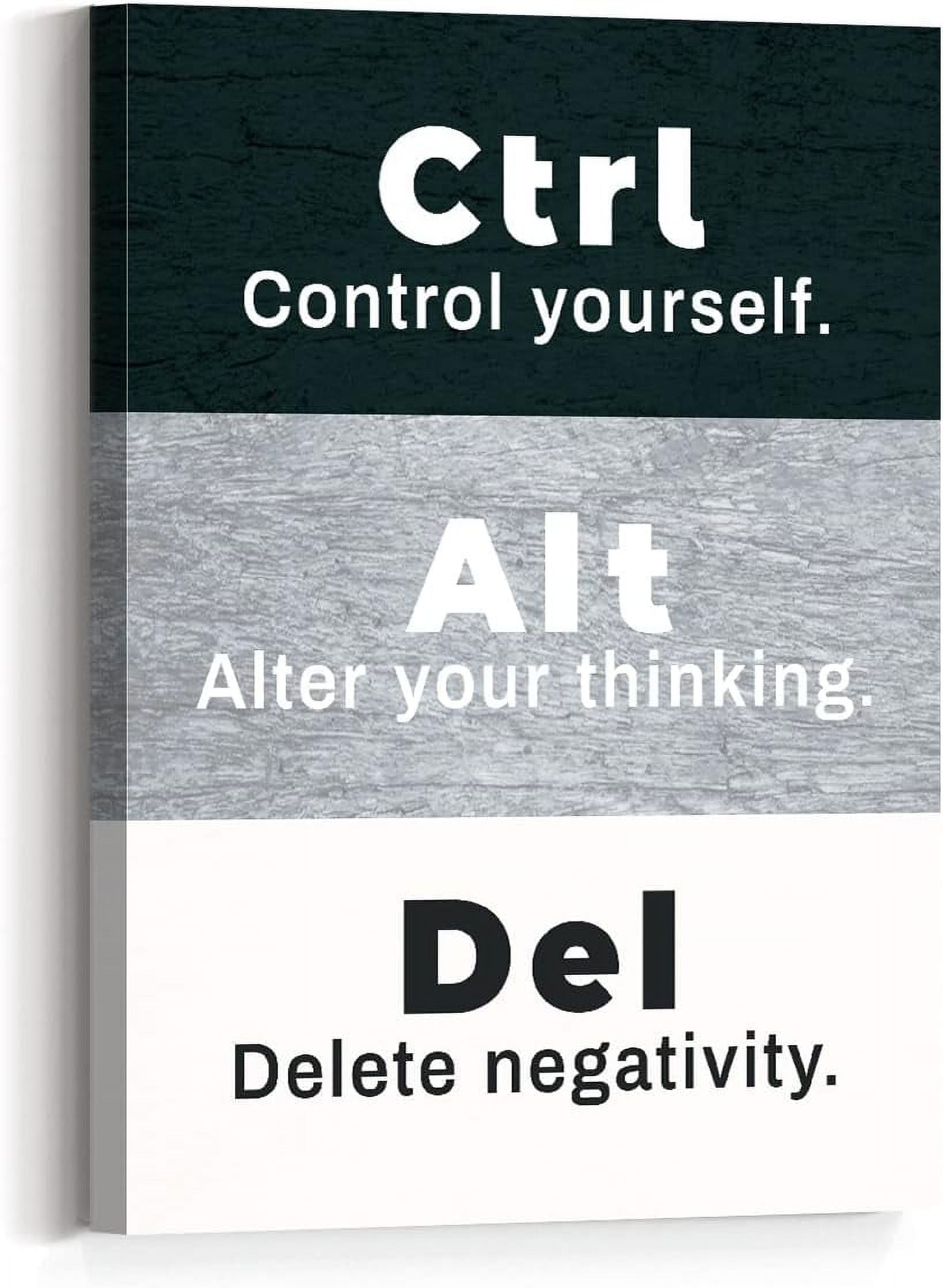Control Yourself-Alter Your Thinking-Delete Negativity Canvas Wall Art ...