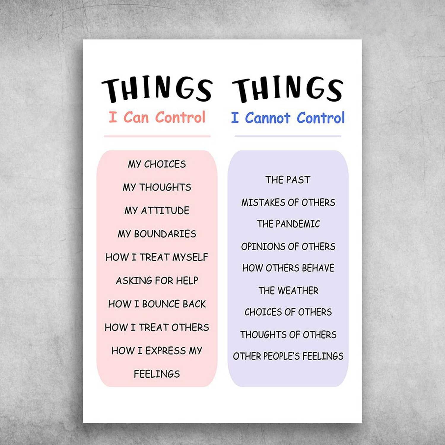 Control Yourself - Things I Can Control, I Cannot Control, My Choices ...