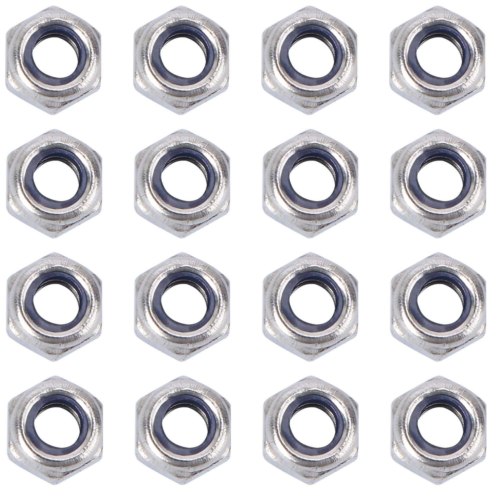 FELTECHELECTR Nylon Insert Lock Nut 100Pcs Silver Torque Resistance for ...