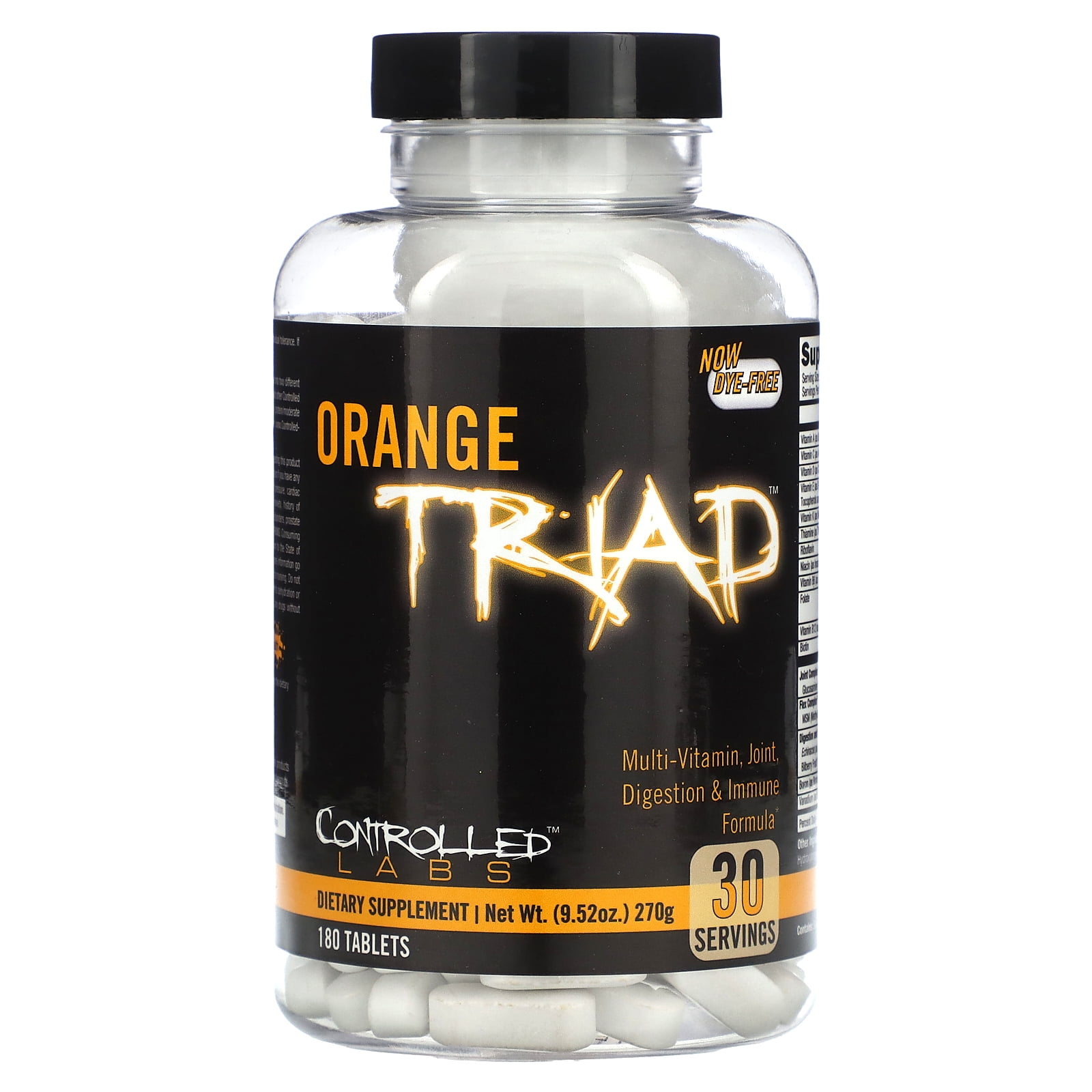 Controlled Labs Orange Triad, Multi-Vitamin, Joint, Digestion & Immune Formula, 180 Tablets ...