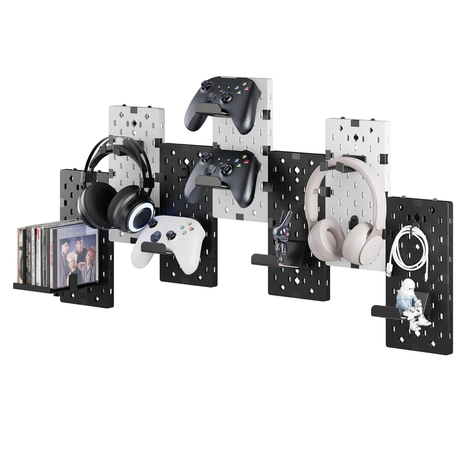 Controller and Headphone Holder Wall Mount, Modular Gaming Pegboard ...