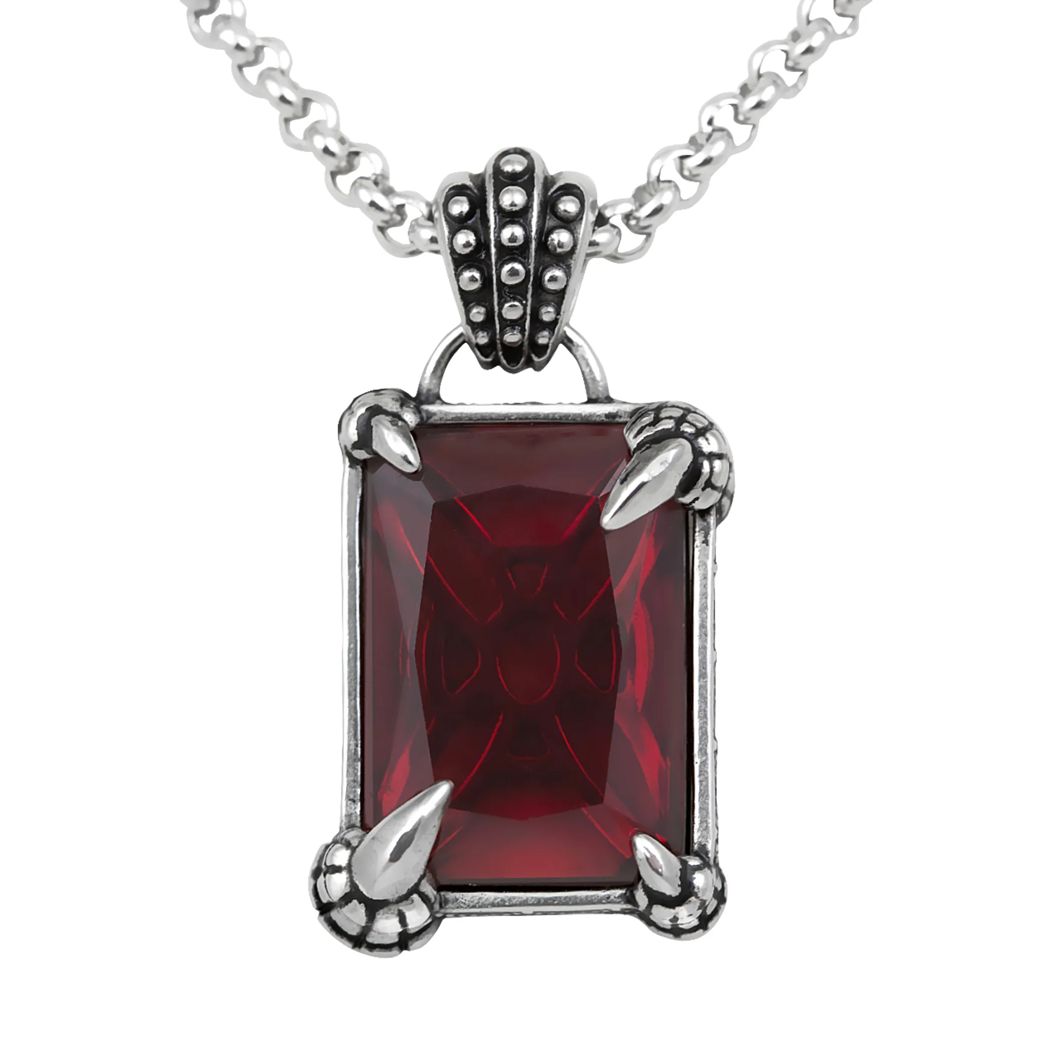 Dragon Necklace "Dragon Claw Seal Red" Dragon Pendant Adorned with Red ...