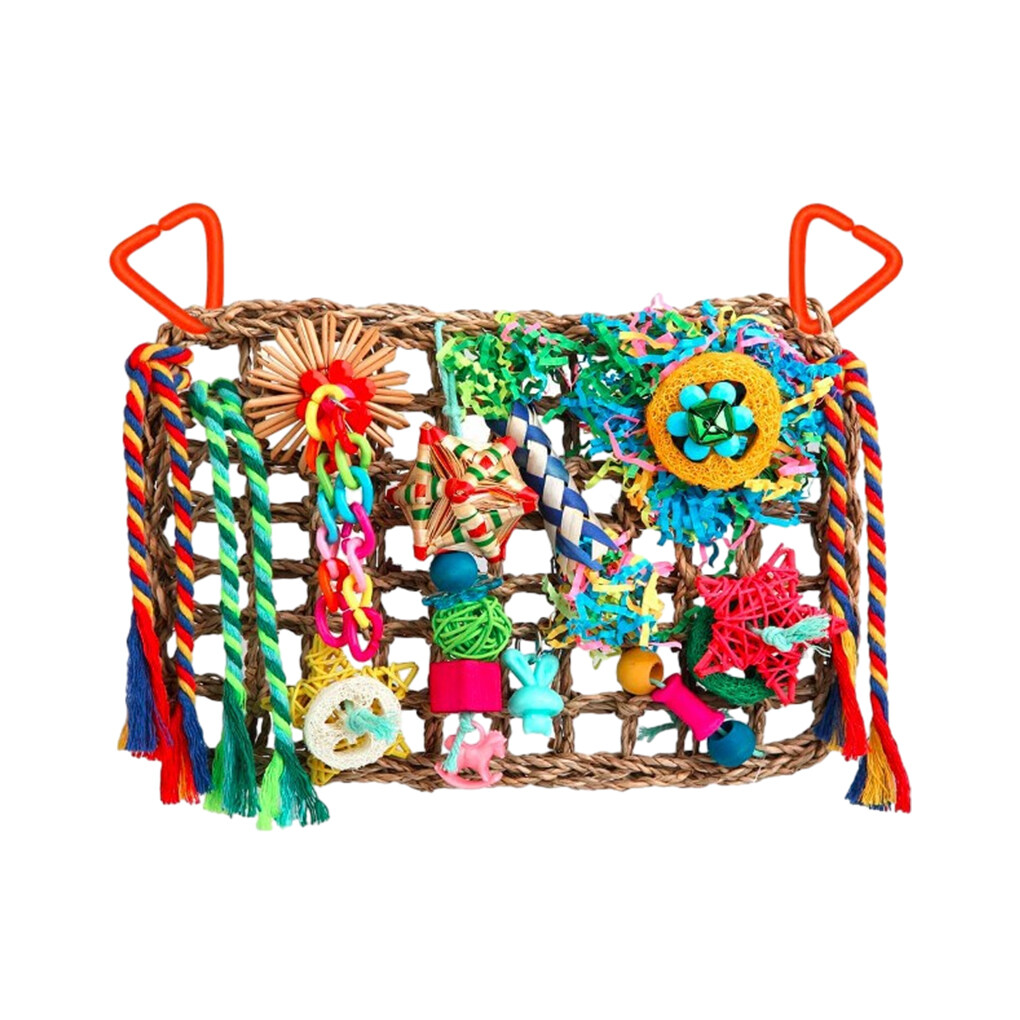 Conure Toys,Bird Grass Mat Foraging Wall Toy,Parrot Climbing Hammock ...