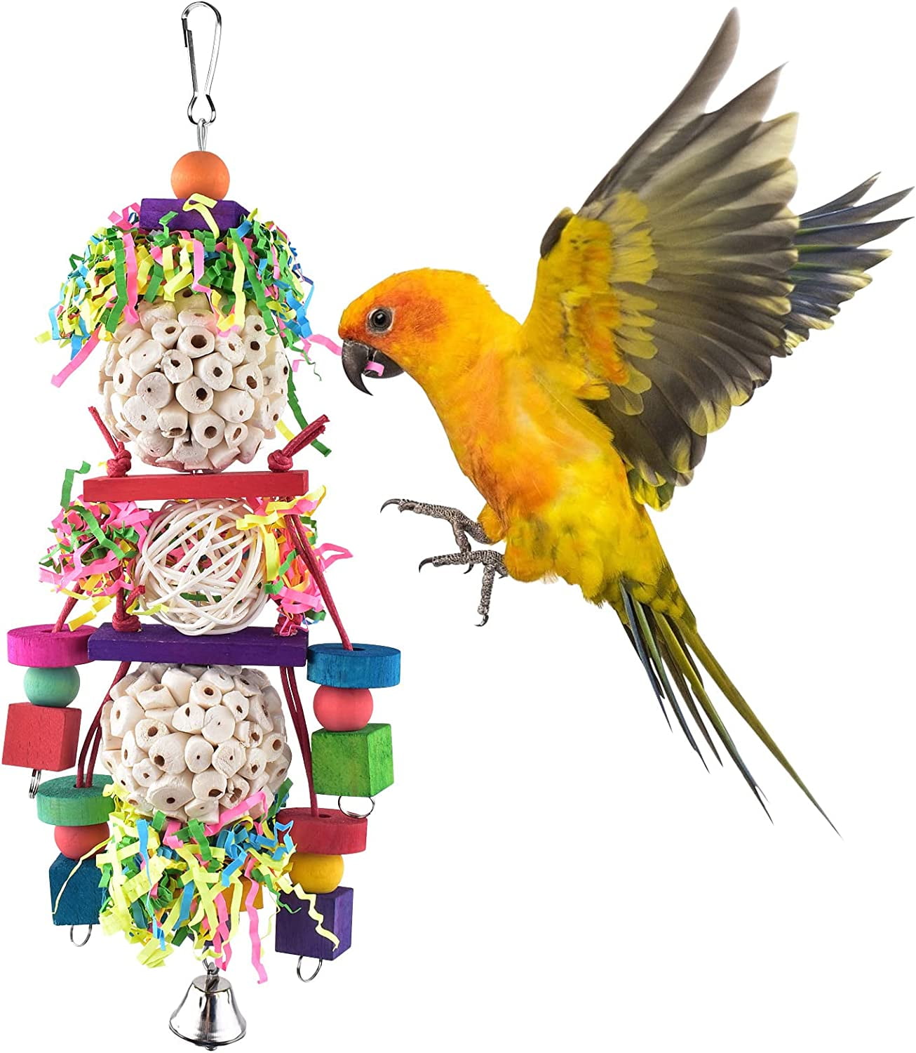 Conure Toys, Bird Parrot Foraging Shredder Hanging Toys Sola Balls ...