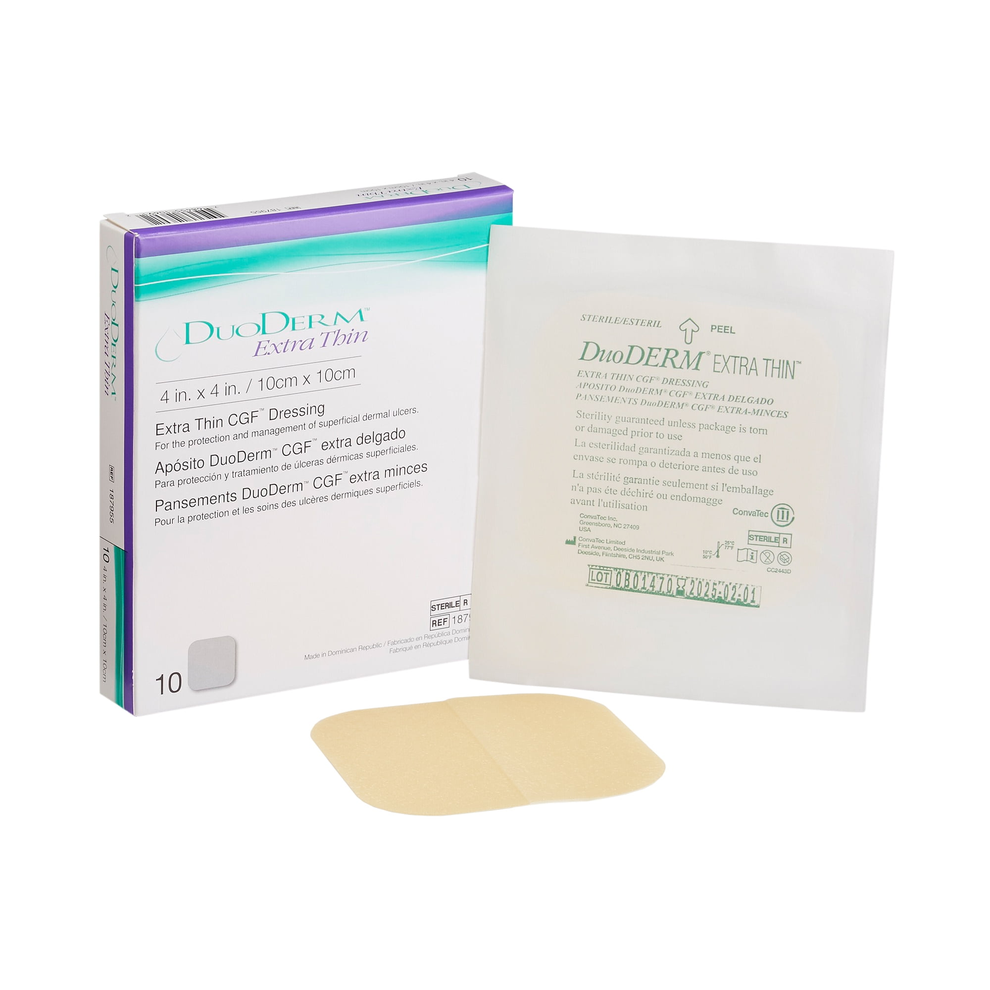 ConvaTec DuoDERM Extra Thin CGF Dressings 4 X 4 Inches 187955 1 ea ...